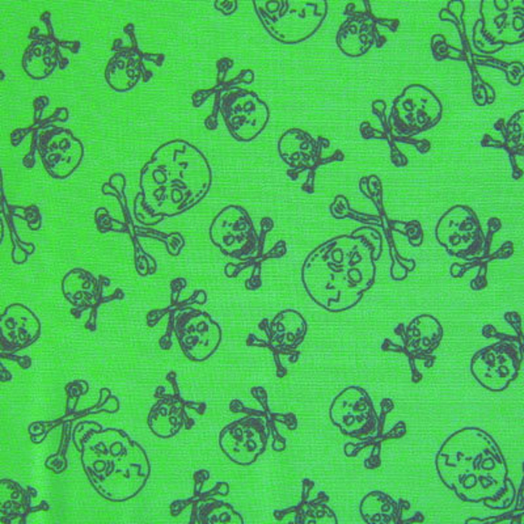 Skulls and Bones Printed on Poly Mesh Fabric (mint Green) | (4 Way ...