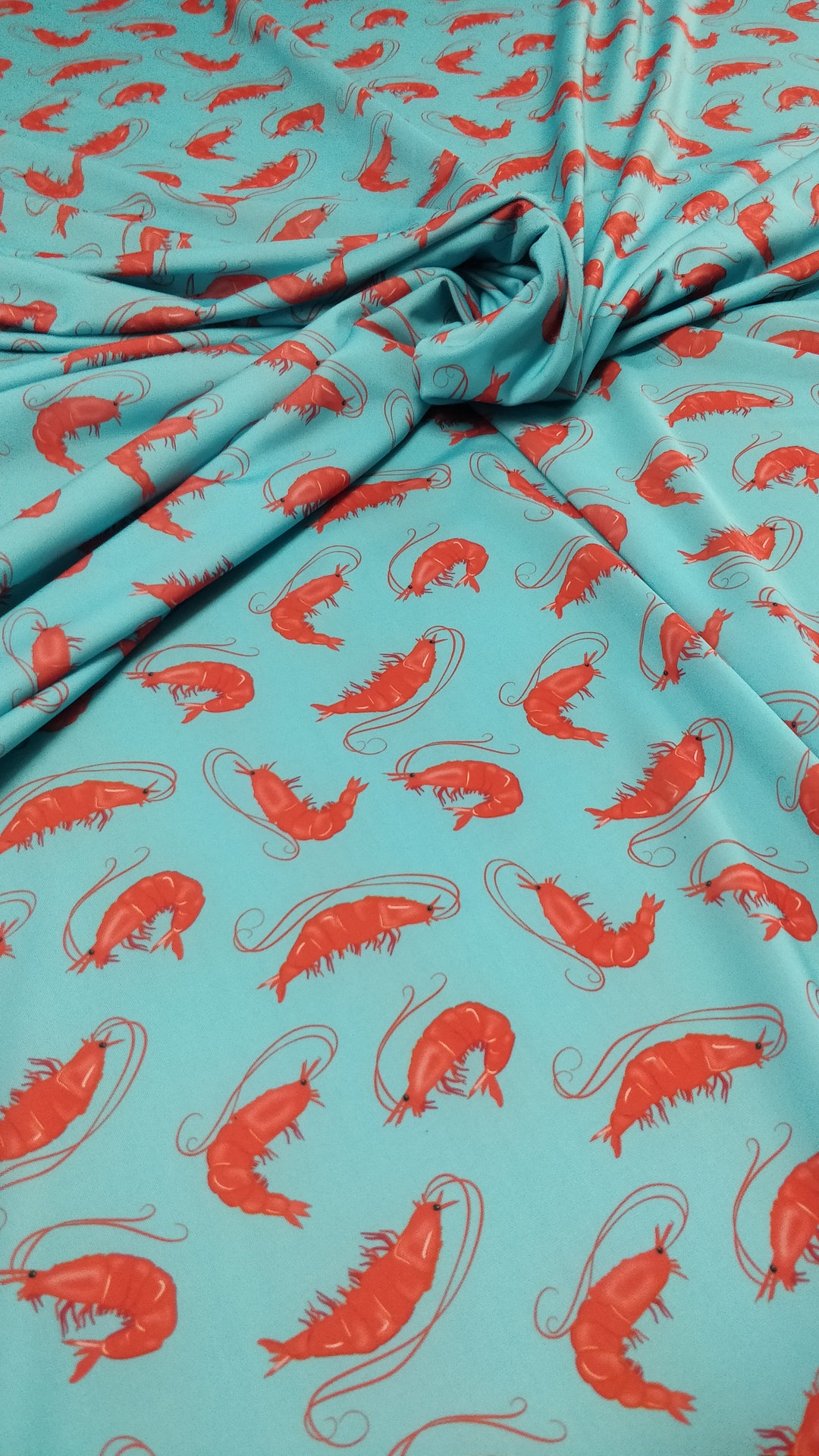 Shrimp Print on Poly Spandex Fabric | (4 Way Stretch/per Yard) - Etsy