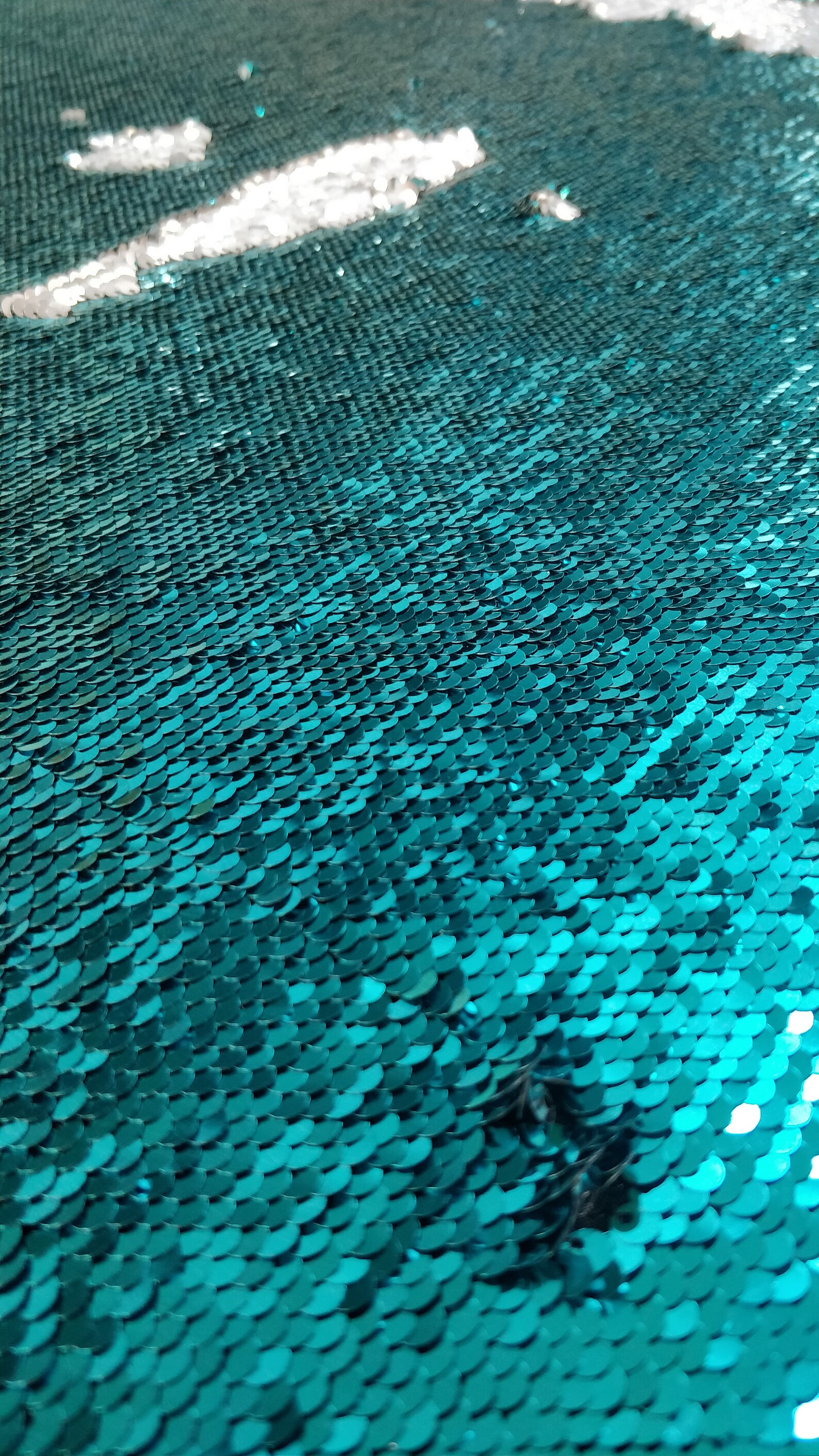 Reversible 3mm Sequins Fabric turquoise/silver 2 Way - Etsy
