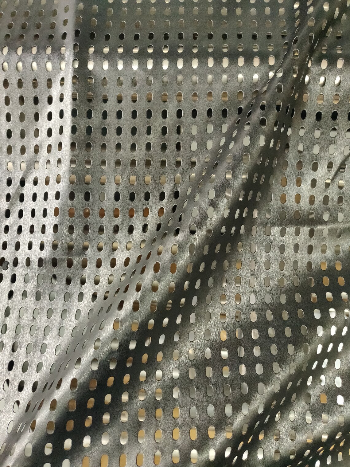 Solid Color Perforated Pleather Fabric W/ PU Coating (black) | (2 Way ...