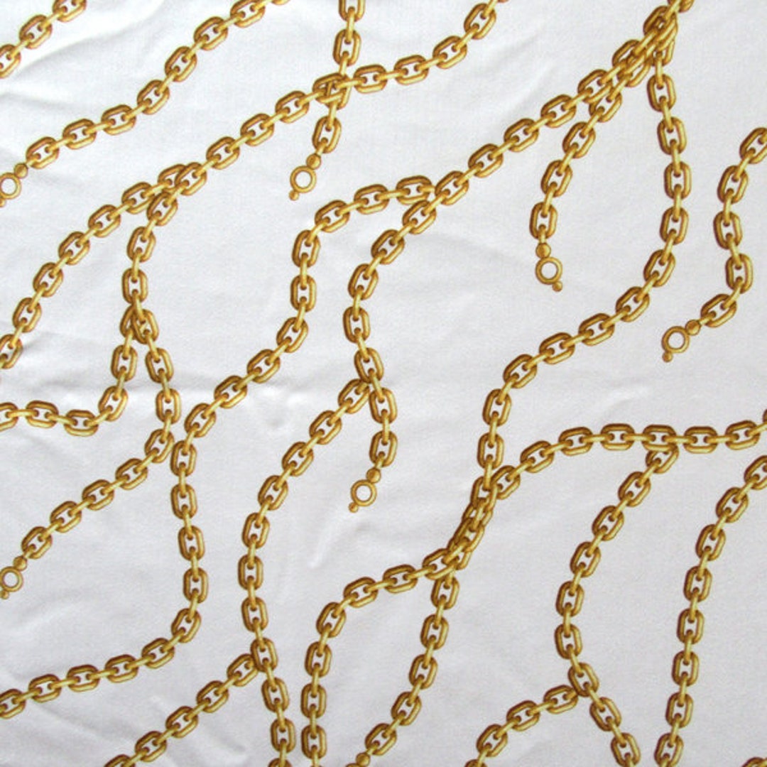 Rope Chain Print on Poly Spandex Fabric (gold/white) | (4 Way Stretch ...