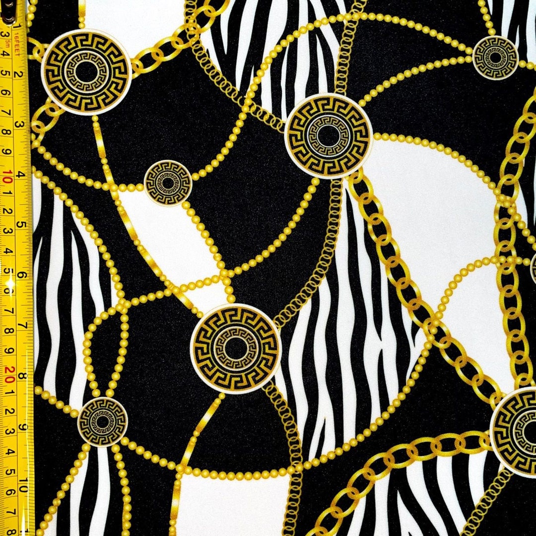 Zebra Print With Rope and Chains on Poly Spandex Fabric (4 Way Stretch ...