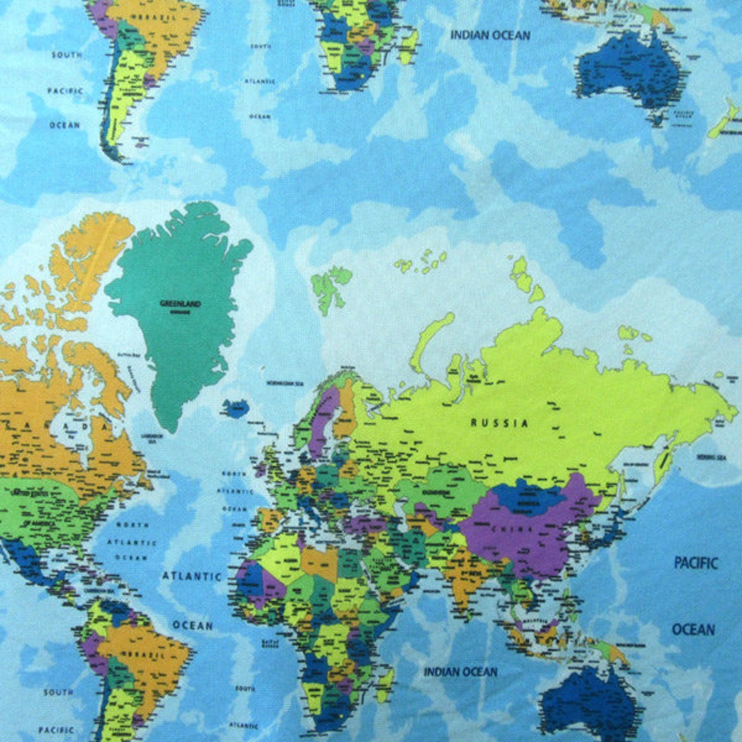 World Map Printed on Poly Mesh Fabric | (4 Way Stretch/per Yard) - Etsy