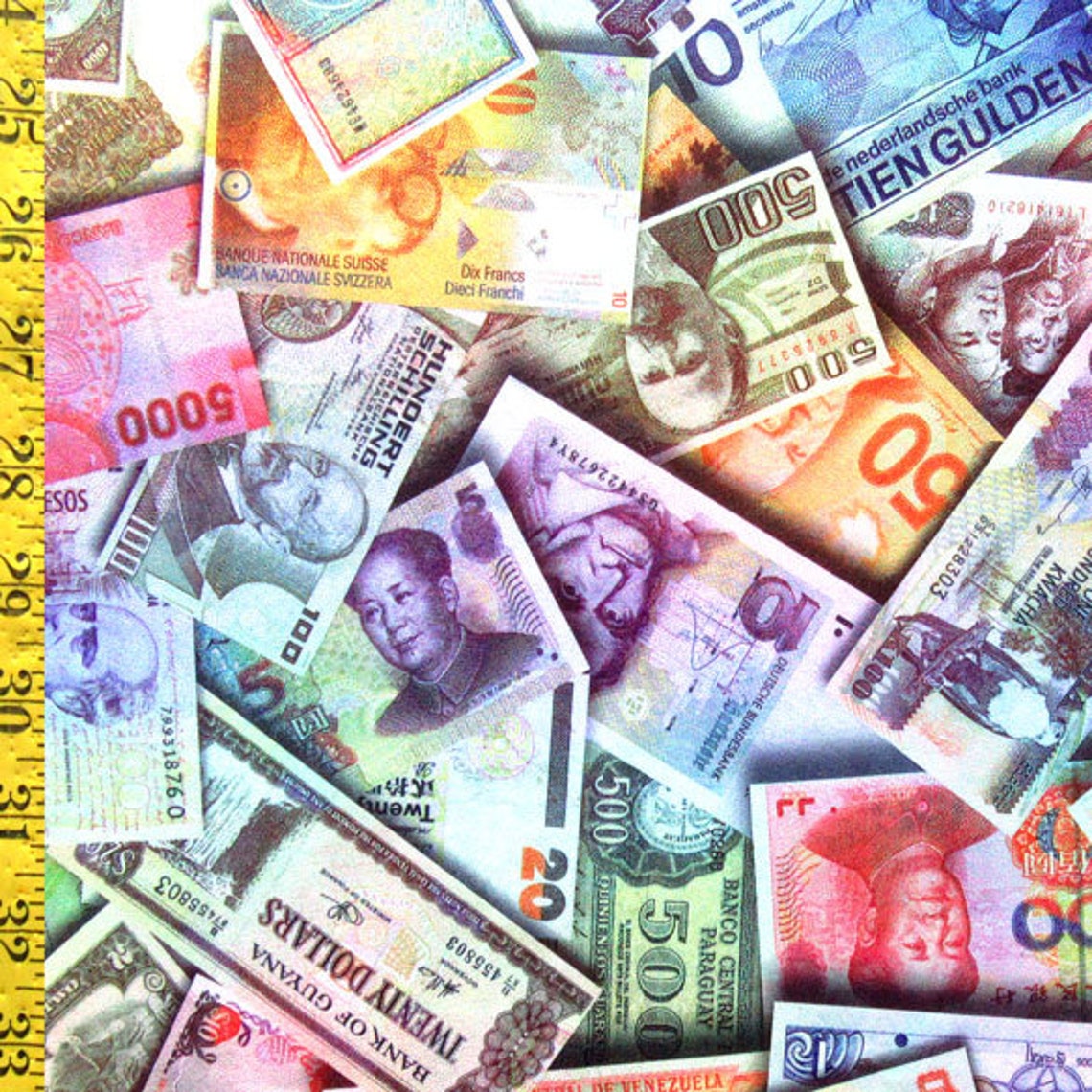 Holographic International Money Print on Poly Spandex Fabric | (4 Way ...