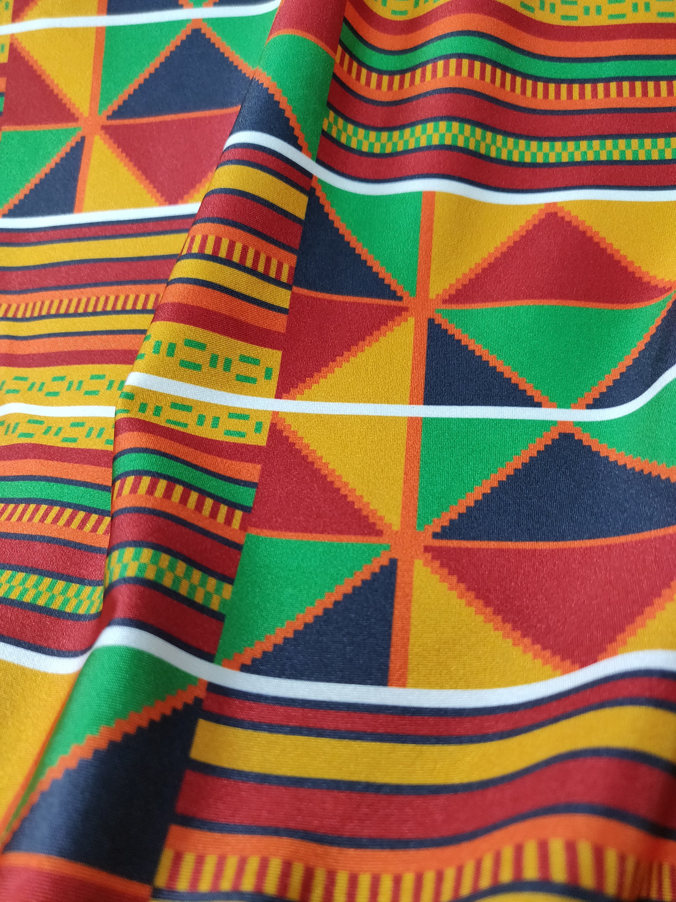 African Kenta Cloth Print on Poly Spandex Fabric 4 Way - Etsy