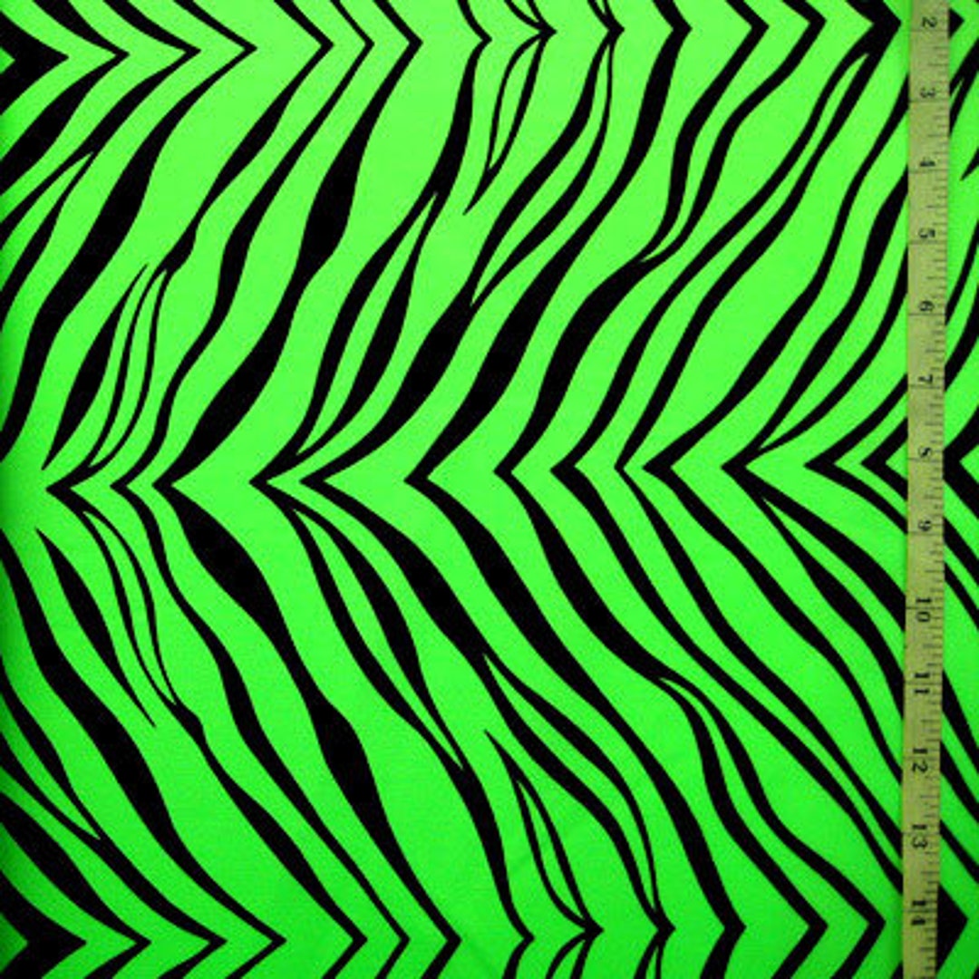 Exotic Zebra Print on Nylon Spandex Fabric (neon Green) | (4 Way ...