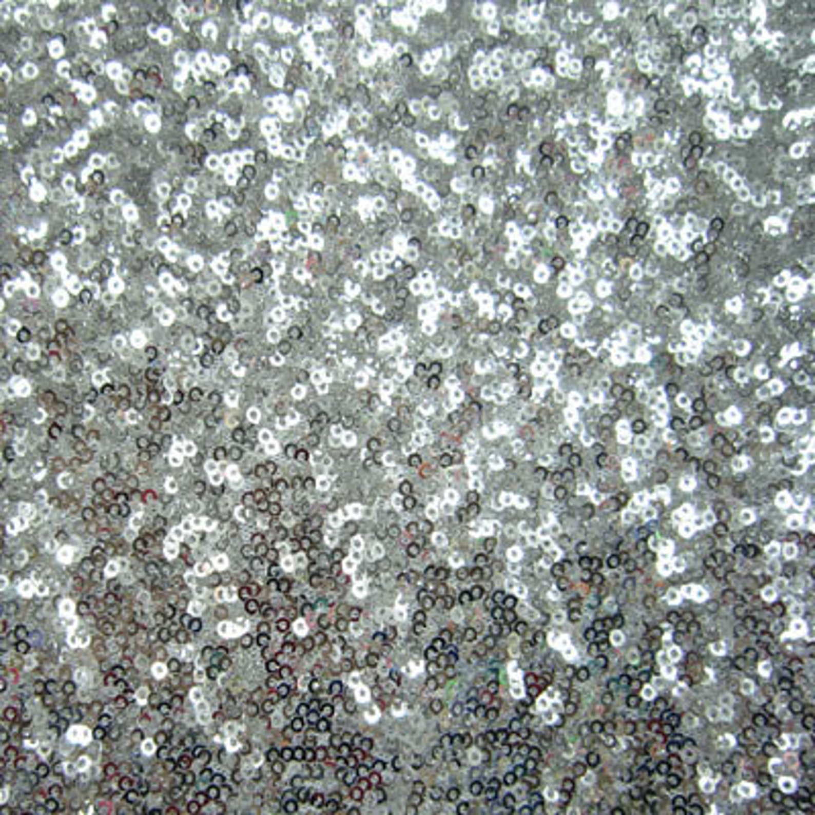 2mm Sequins on Poly Mesh Fabric (silver/white) | (2 Way Stretch/per ...