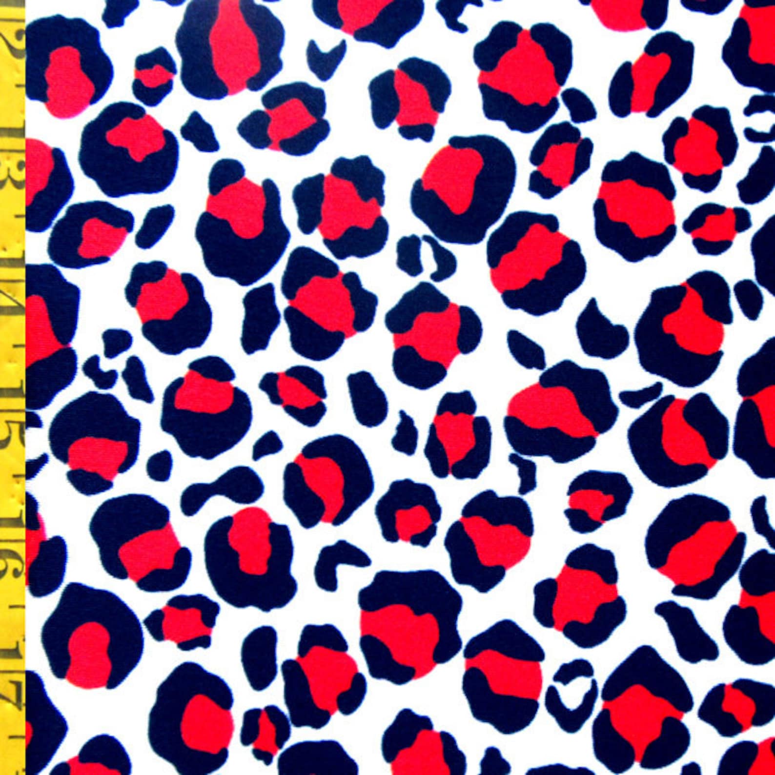 Leopard Print on Poly Spandex Fabric white/red/blue 4 Way - Etsy UK