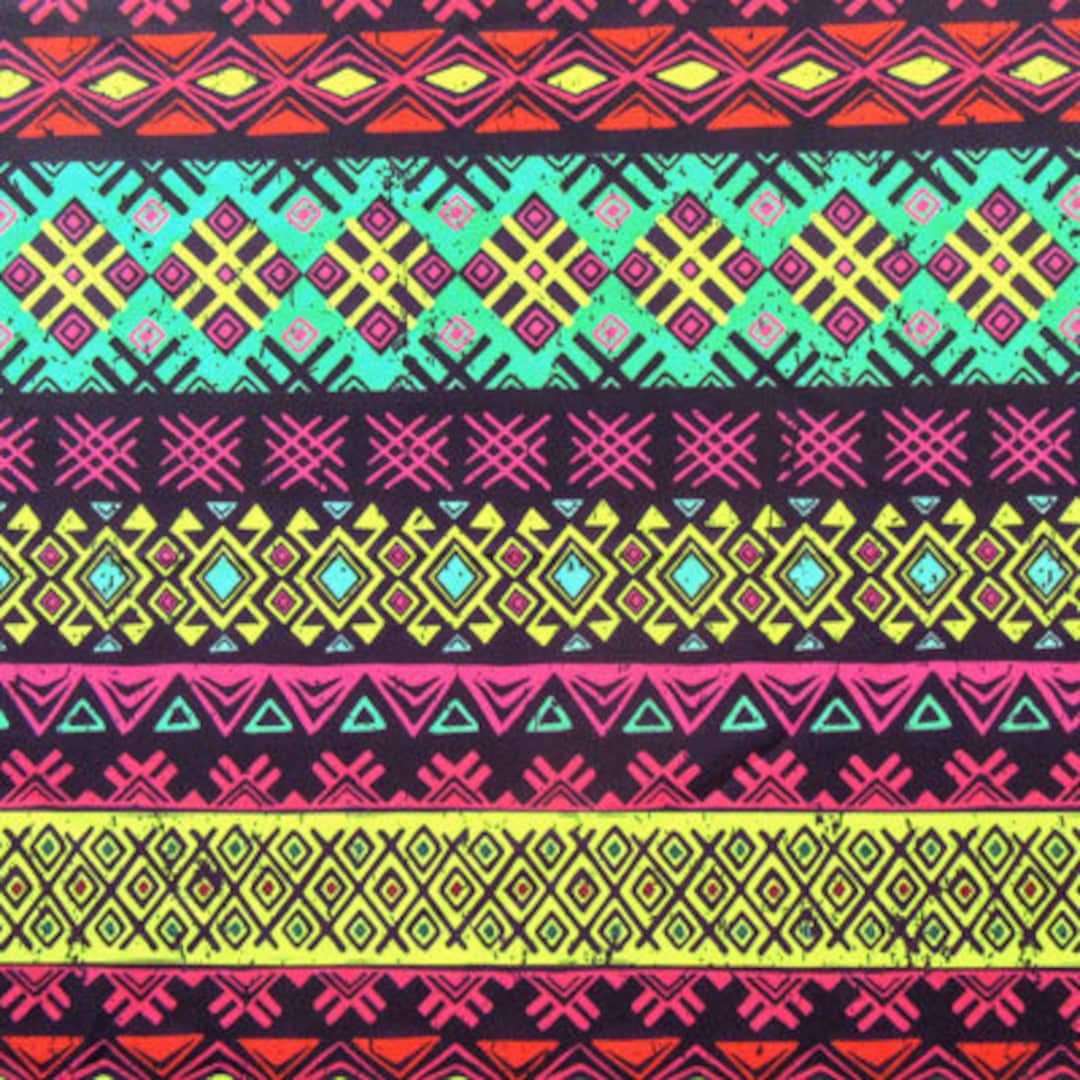 Colorful Aztec Print on Poly Spandex Fabric | (4 Way Stretch / per Yard ...