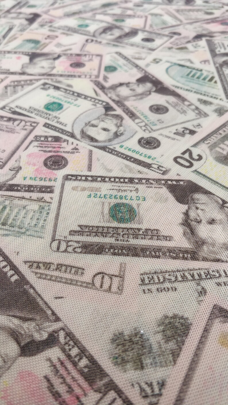 Cash Money on Printed Mesh Fabric | (4 Way Stretch/per Yard) - Etsy