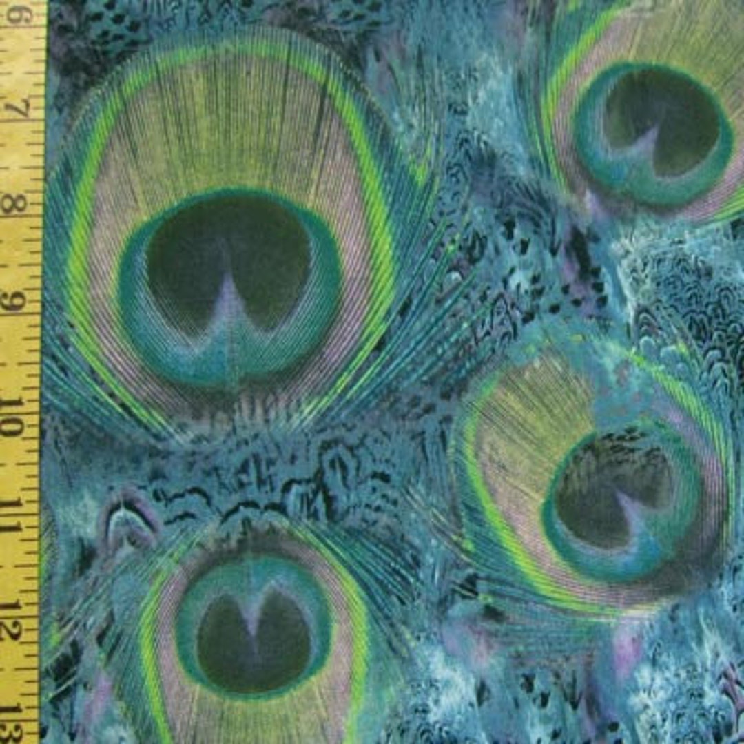 Peacock Feather Print on Nylon Spandex Fabric | (4 Way Stretch/per Yard ...