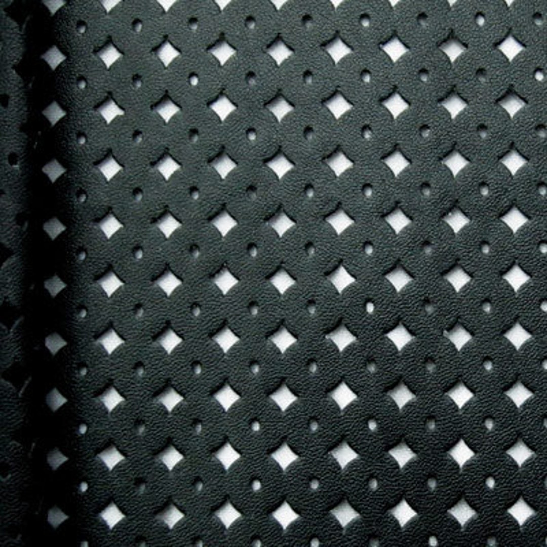Solid Color Perforated Pleather Fabric W/ PU Coating (black) | (2 Way ...
