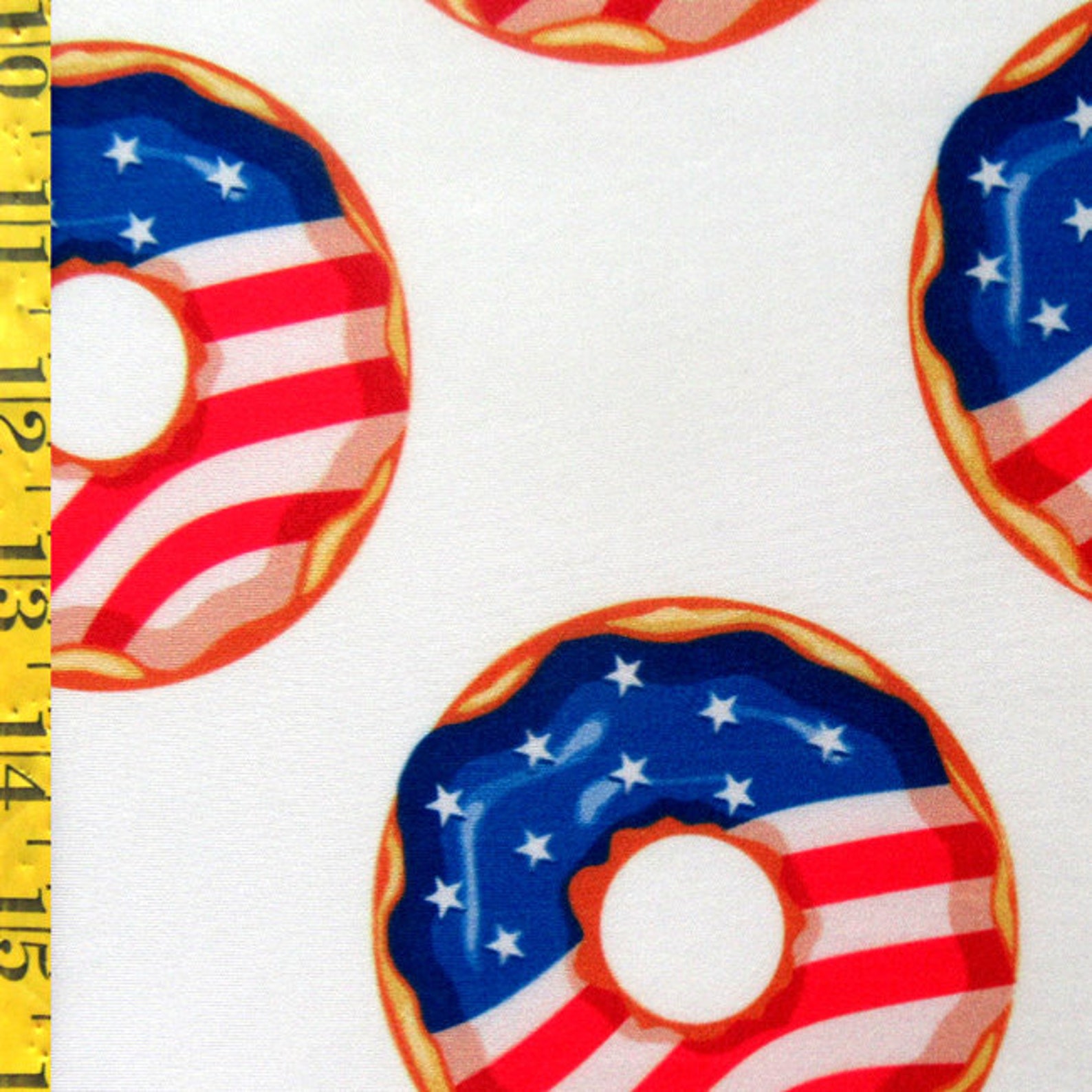 USA Theme Donut Print on Poly Spandex Fabric | (4 Way Stretch/per Yard ...