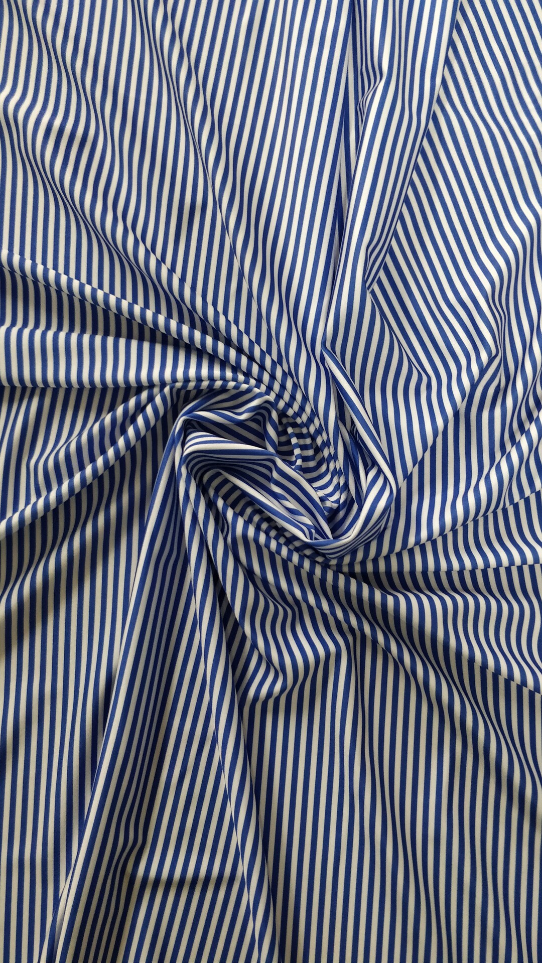 Vertical Stripes on Poly Spandex Fabric (white/royal Blue) | (4 Way ...