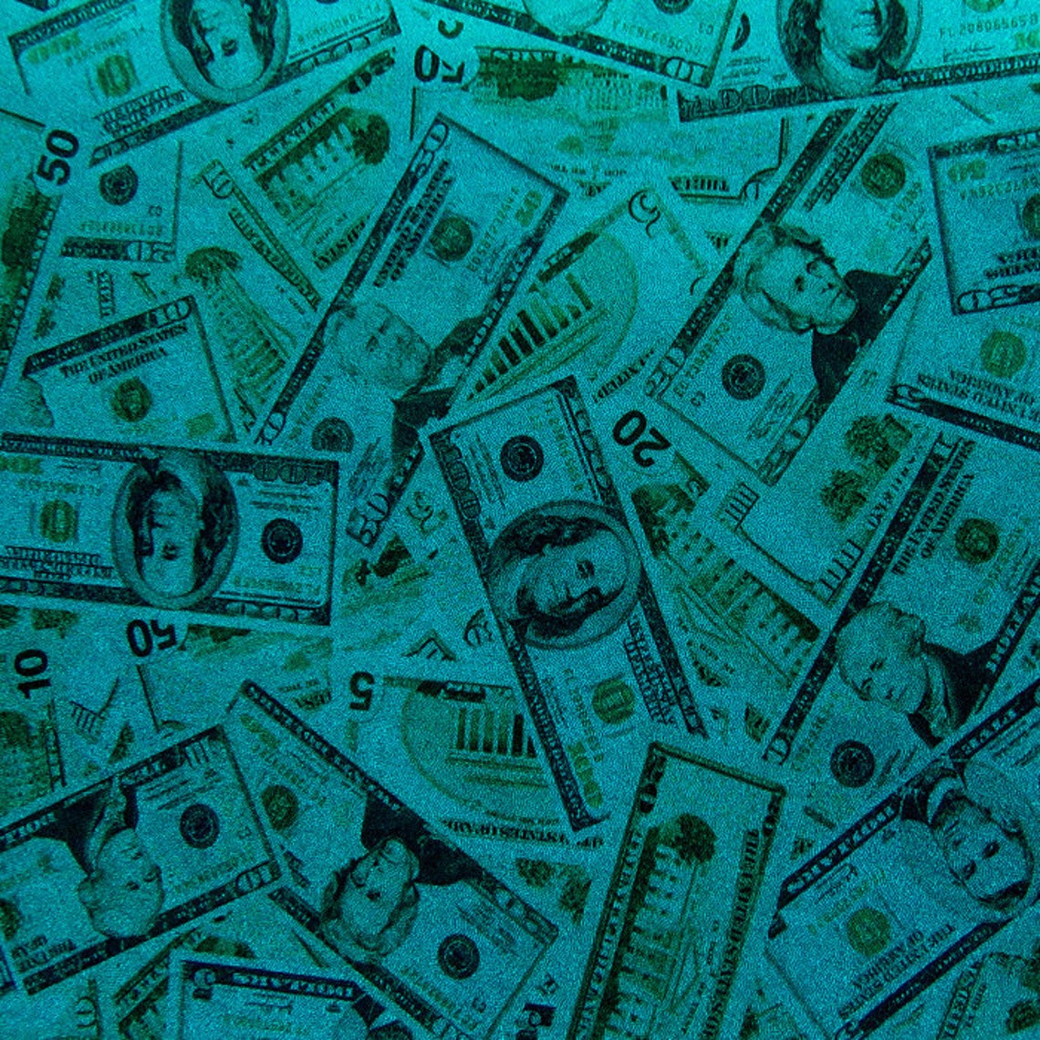 Holographic Money Print With Turquoise Shiny Dots on Poly - Etsy