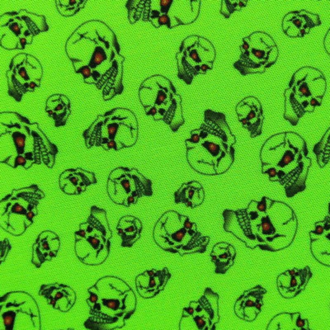 Skulls Printed on Poly Mesh Fabric (neon Green) | (4 Way Stretch/per ...
