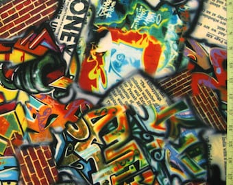 Graffiti Fabric | Etsy