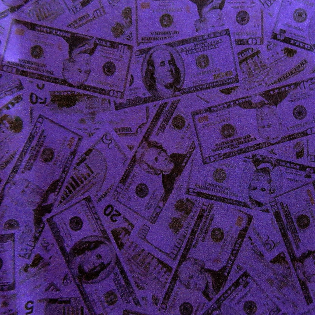 Holographic Money Print (mixed Bills) With Purple Shiny Dots on Poly ...