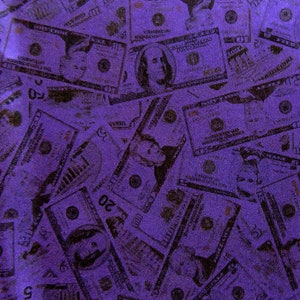 Holographic Money Print (mixed Bills) With Purple Shiny Dots on Poly ...