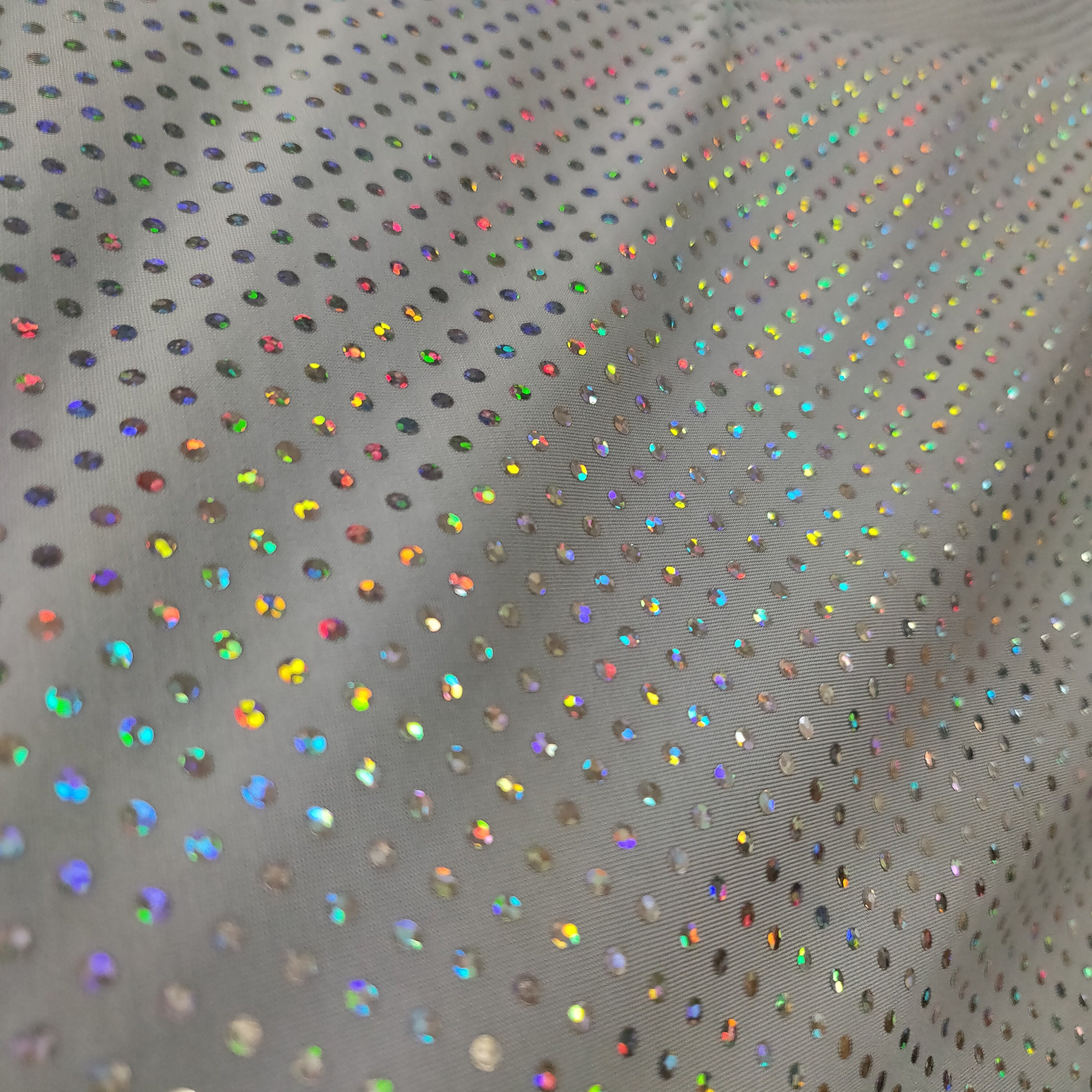 Dots With Holographic Foil Print On Poly Spandex Fabric Etsy