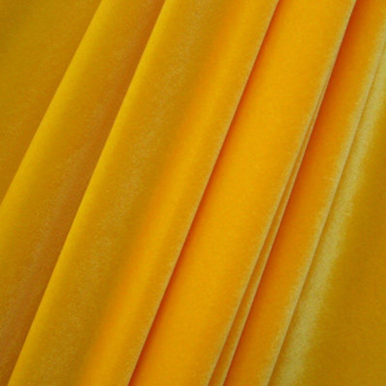Solid Color Stretch Velvet Fabric (yellow) | (4 Way Stretch/per Yard ...