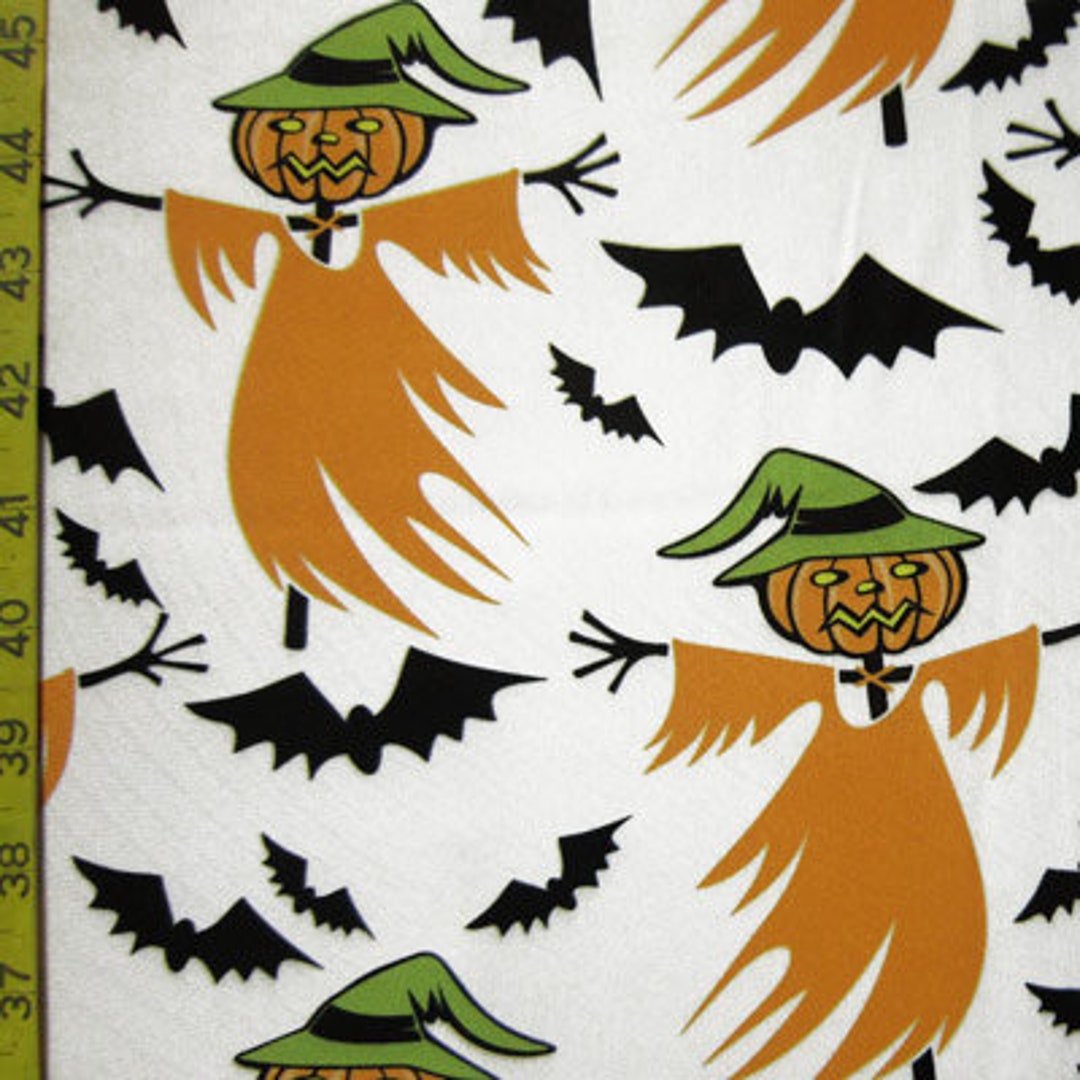 Scarecrow With Bat Print on Poly Spandex Fabric (4 Way Stretch/per Yard ...