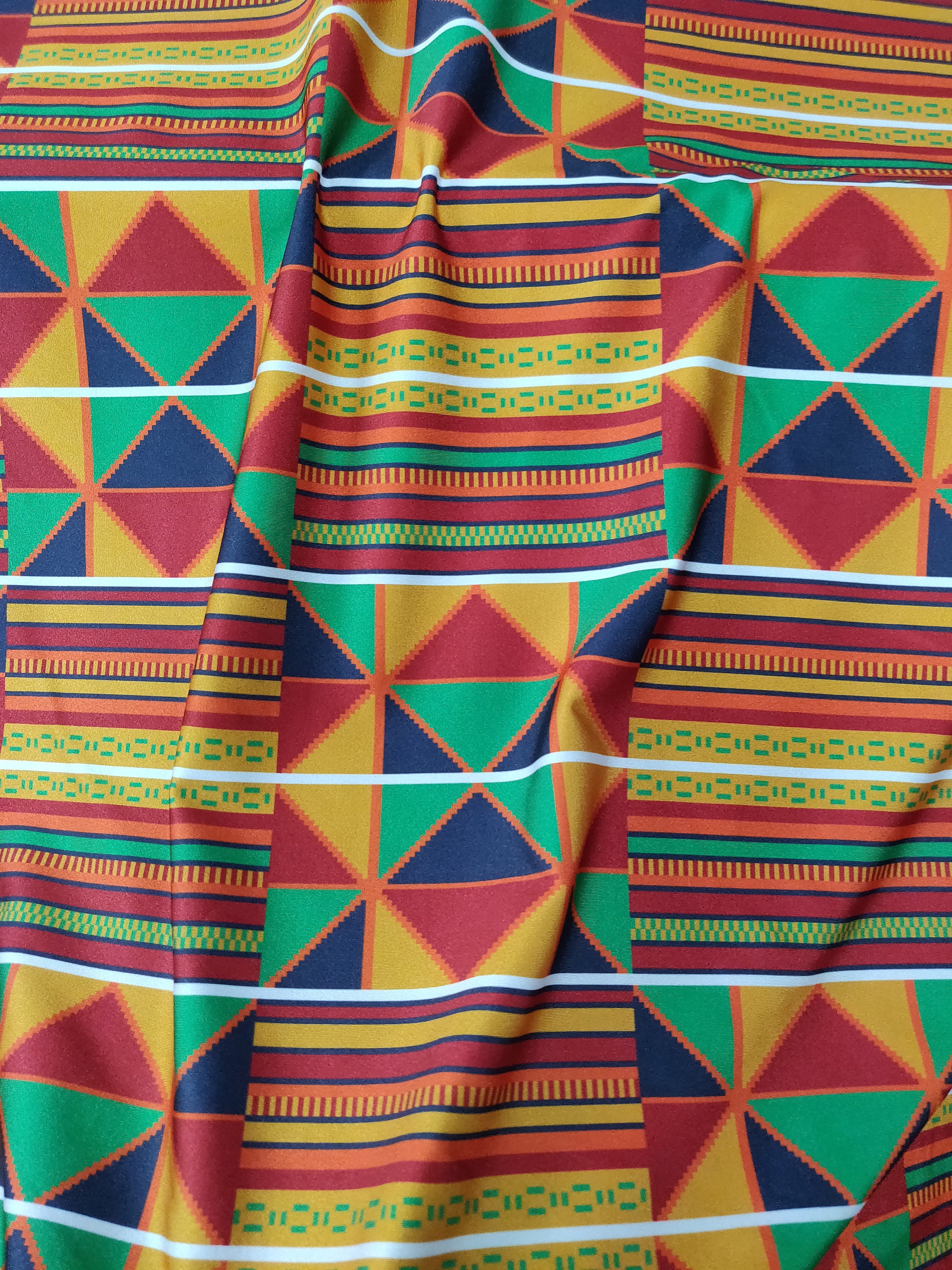 African Kenta Cloth Print on Poly Spandex Fabric 4 Way - Etsy