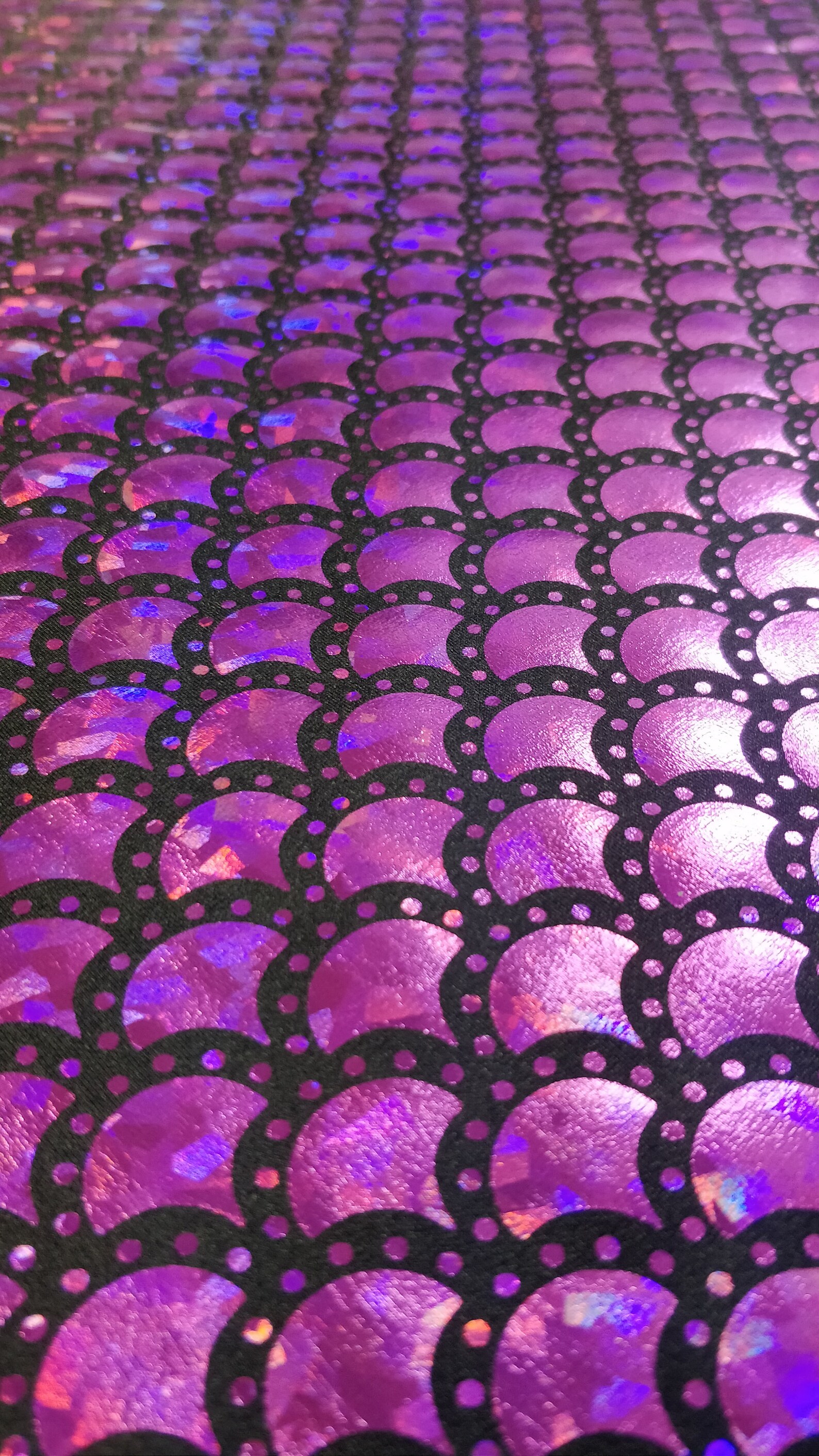 Purple & Black Mermaid Fish Scale on Hologram Foil Spandex W/ - Etsy