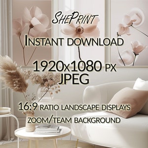 Zoom Background, Neutral Colors Living Room, 16:9 Original and Blur ...