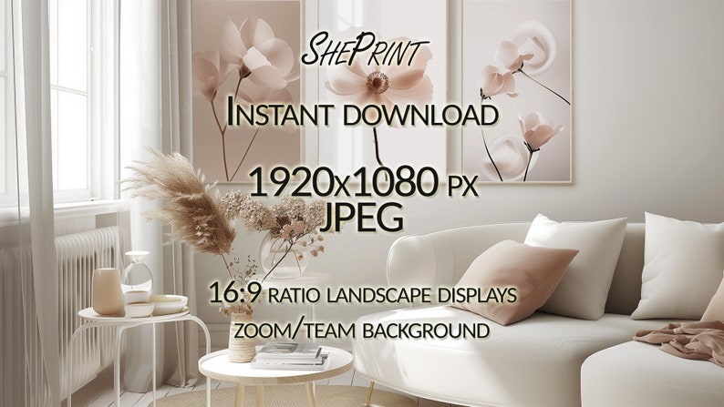 Zoom Background, Neutral Colors Living Room, 16:9 Original and Blur ...