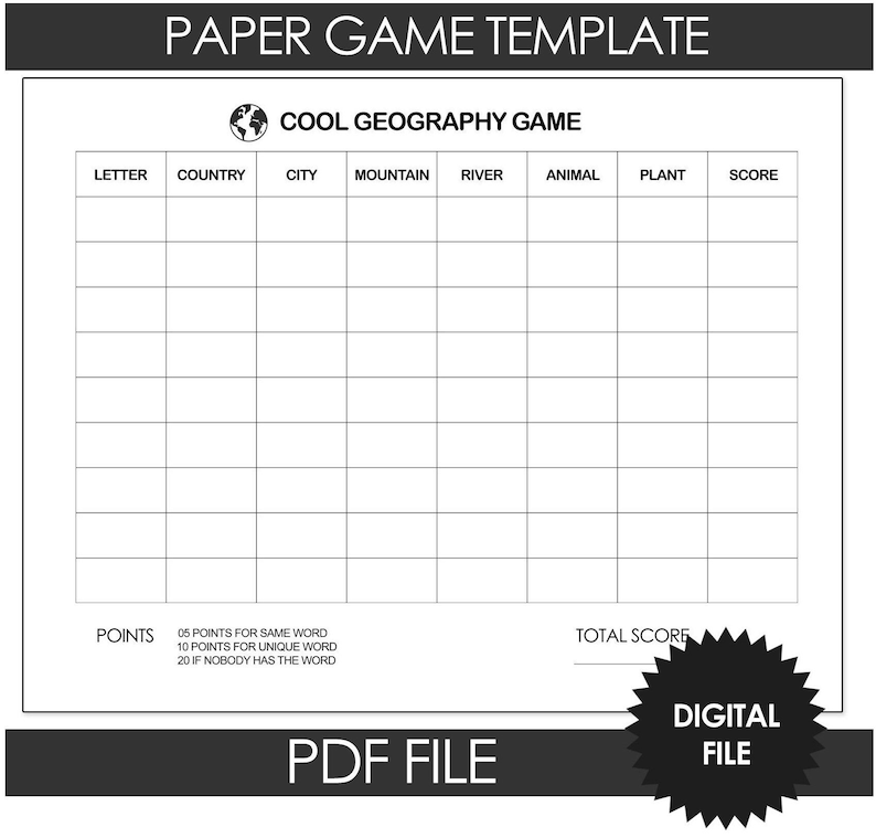 Pen and Paper Games, Cool Geography Game, Kids Printables, for Kids and ...