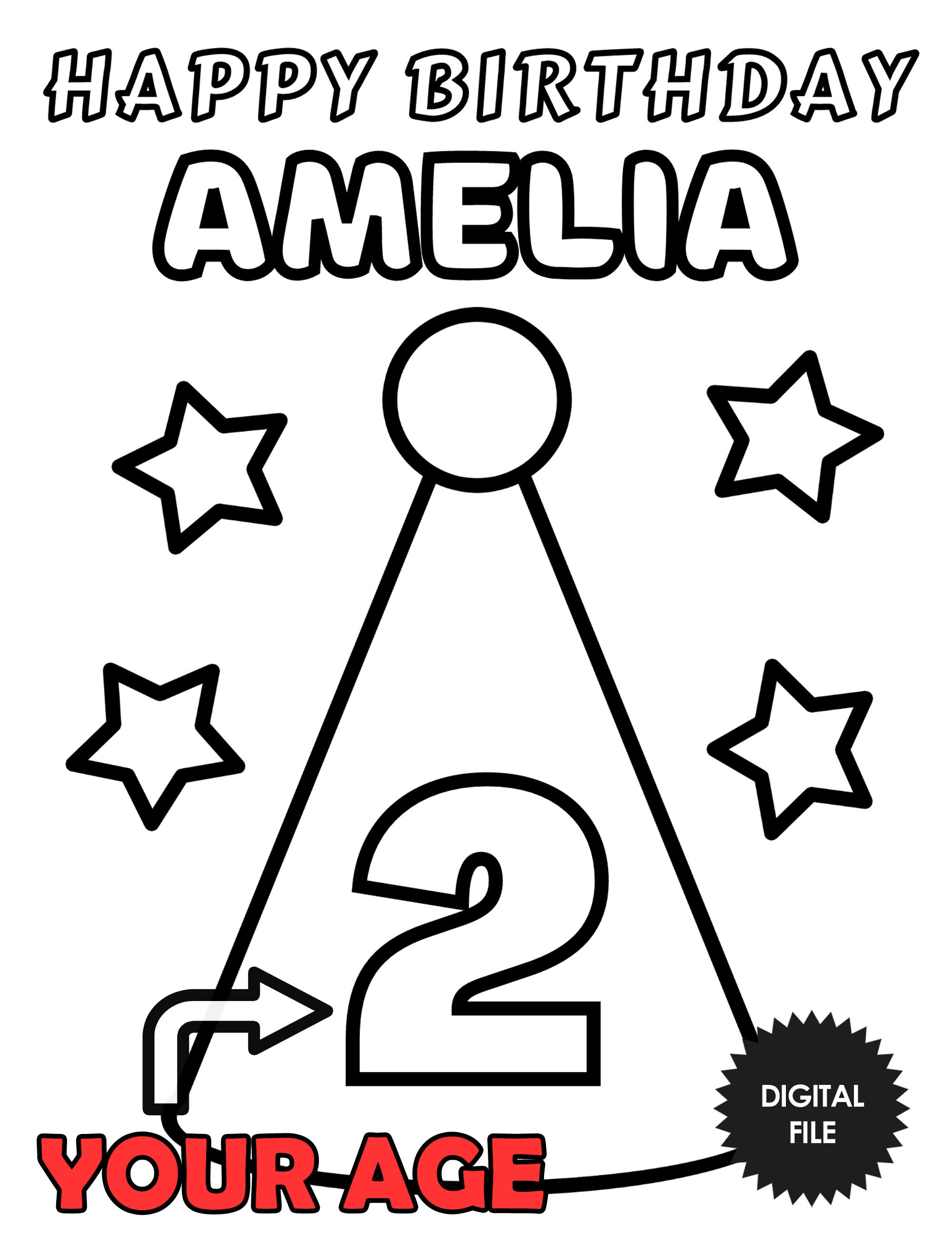 Personalized Birthday Coloring Pages for Kids and Toddlers, Birthday ...