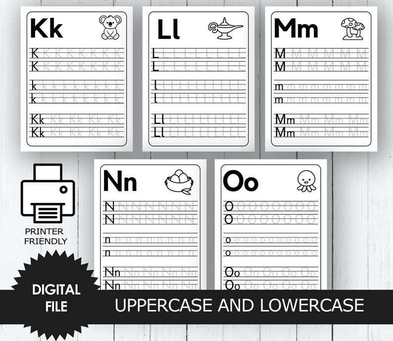 Alphabet Letter Tracing A-Z, Uppercase and Lowercase, Kindergarten and ...