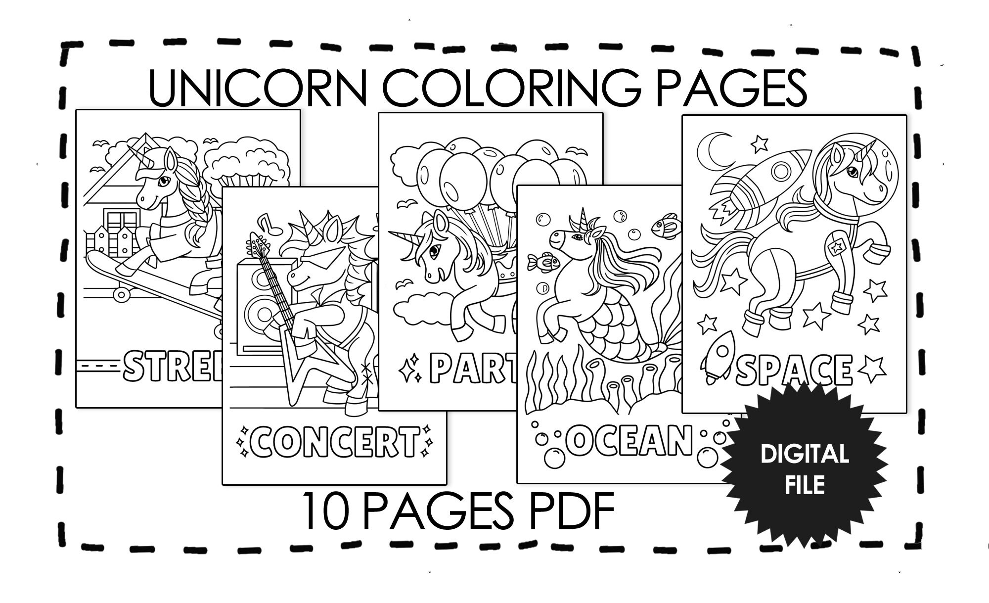 Unicorn Coloring Pages for Kids, Pony Coloring Book, Activities for ...