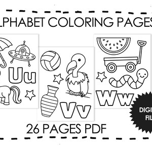Alphabet Coloring Pages for Kids: ABC Printable (PDF Download) - Etsy