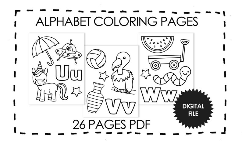 Alphabet Coloring Pages for Kids: ABC Printable (PDF Download) - Etsy