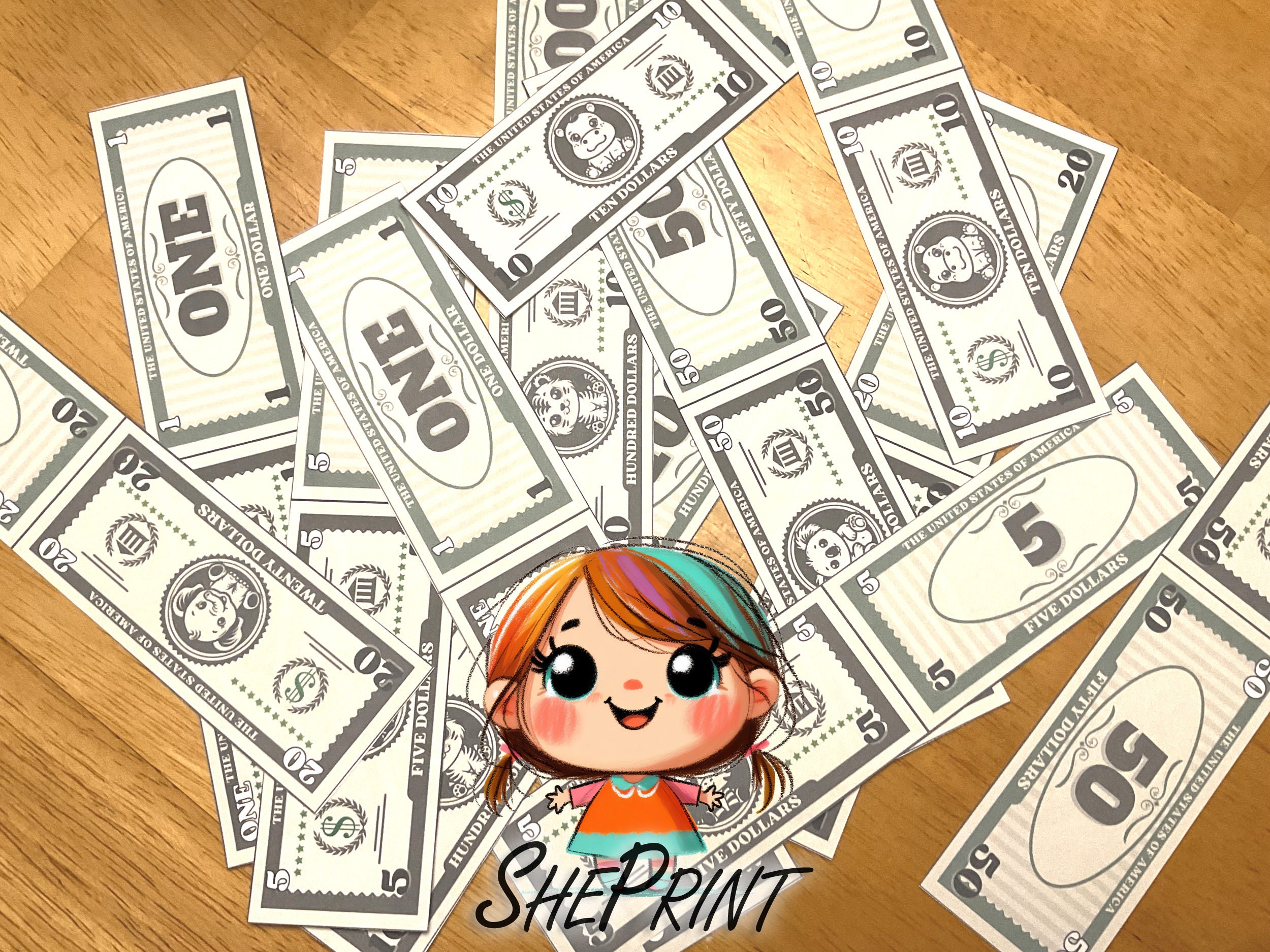 Kids Play Money, Pretend Cash, Printable Dollars for Kids, Classroom ...