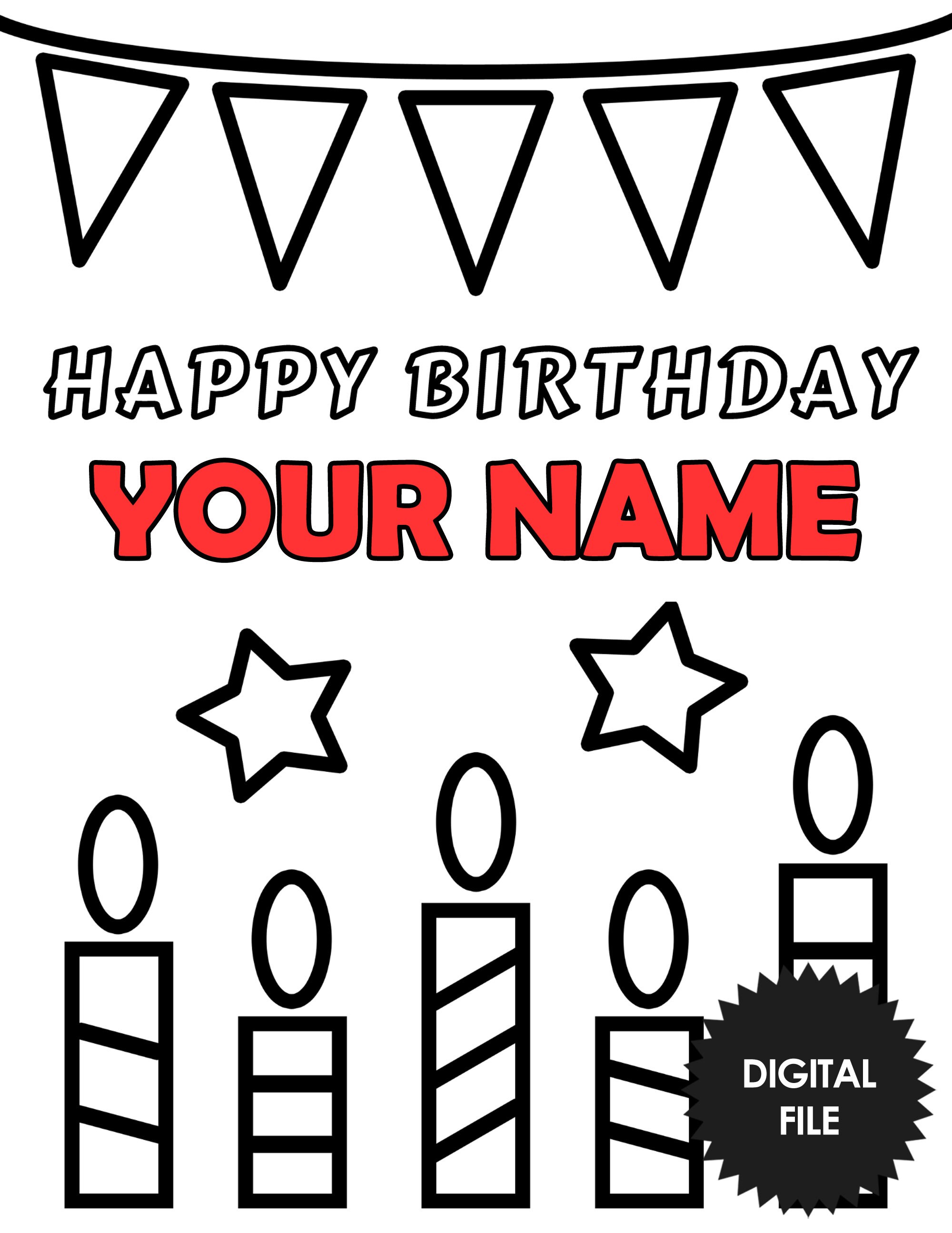 Personalized Birthday Coloring Pages for Kids and Toddlers, Birthday ...