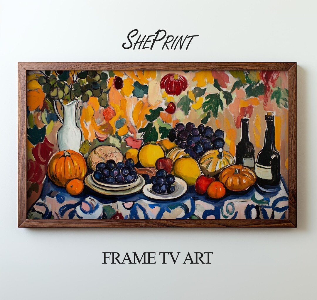 Thanksgiving Feast Samsung Frame TV Art, Naive Still Life, Digital ...