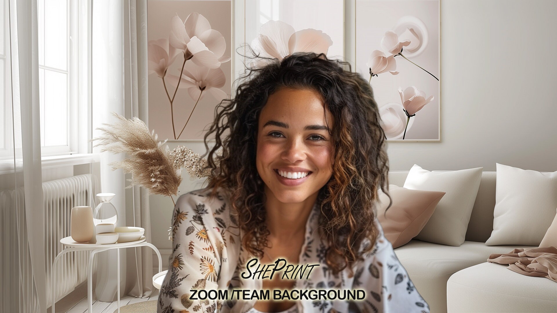 Zoom Background, Neutral Colors Living Room, 16:9 Original and Blur ...