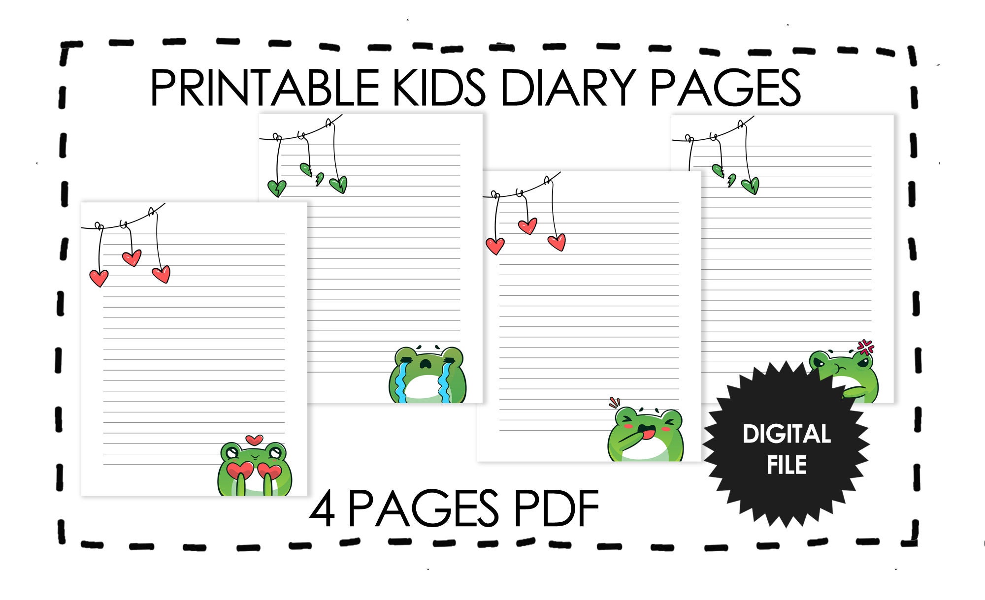 Printable Kids Dairy Pages, Happy Day, Funny Day, Sad Day, Bad Day ...