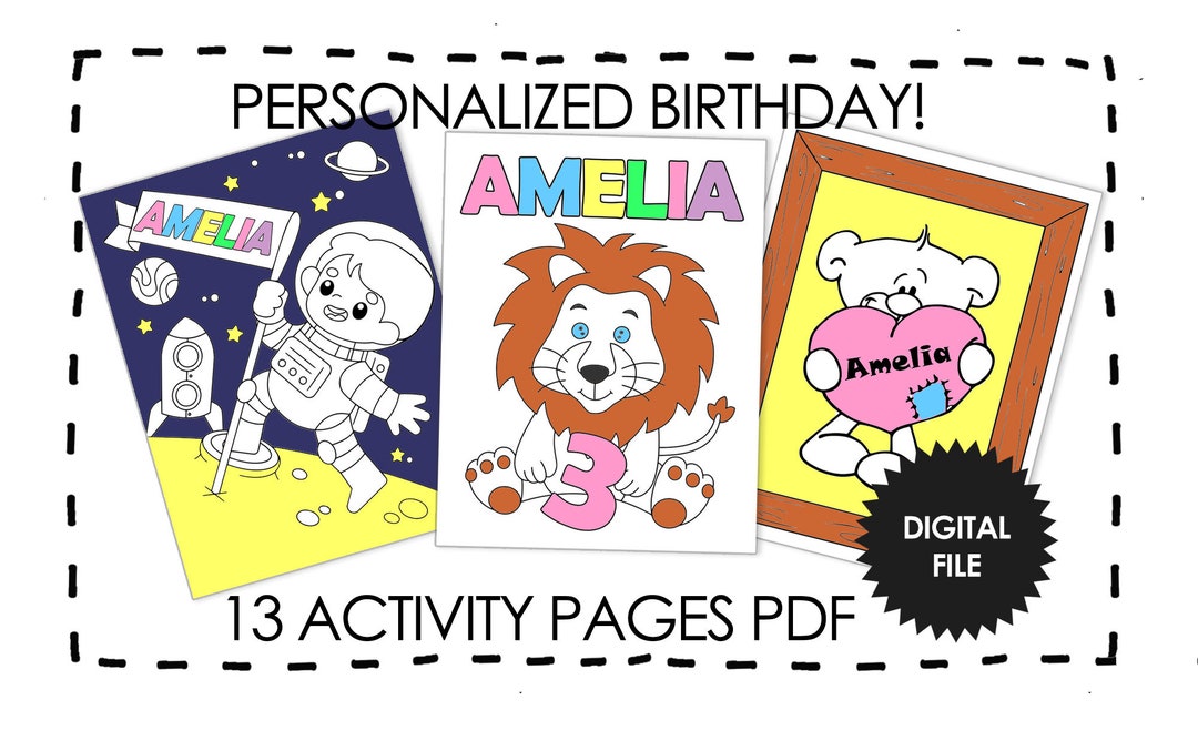 Personalized Birthday Coloring Pages for Kids,custom Name & Age ...