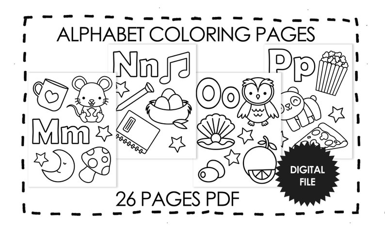 Alphabet Coloring Pages for Kids: ABC Printable (PDF Download) - Etsy