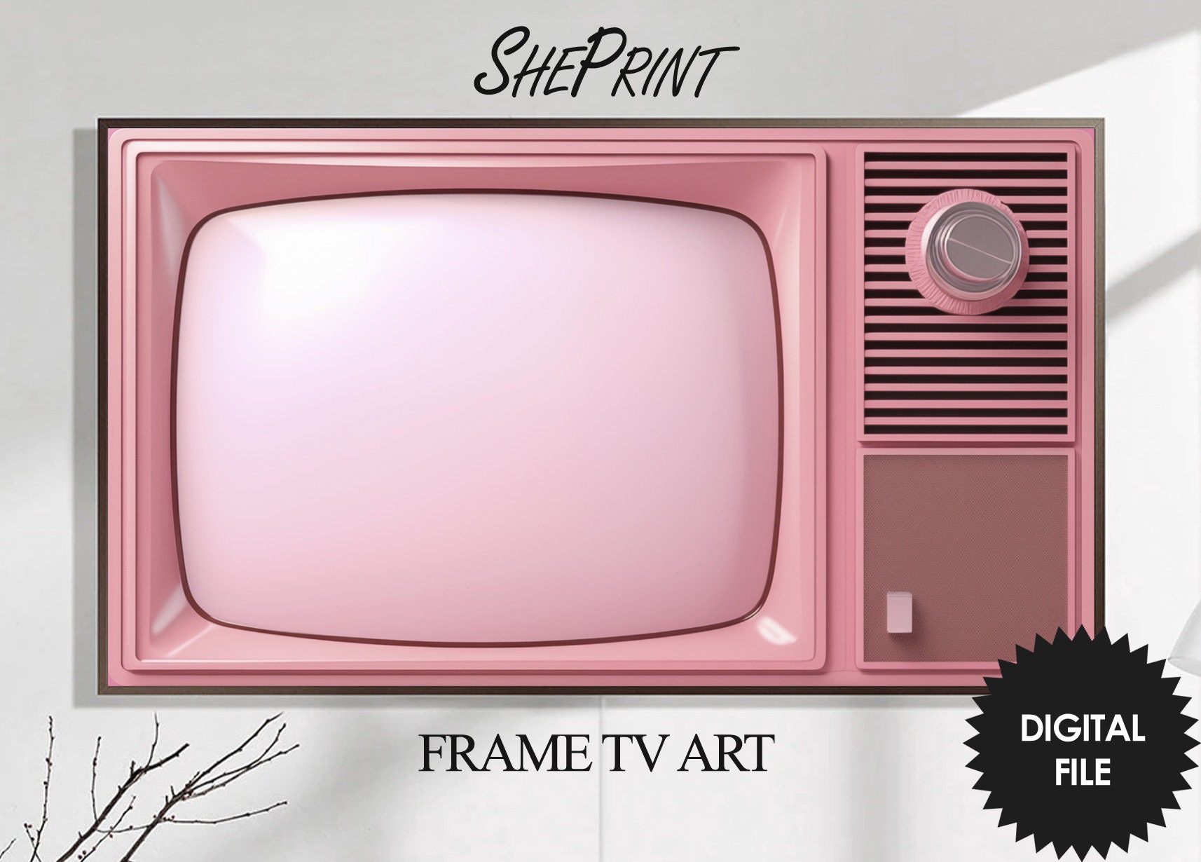 Samsung Frame TV Art Pink Retro TV | Blank Pink Tv Screen | Digital TV ...