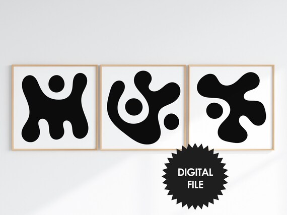 Printable Simple Blob Abstract Art Set of 3 Print at Home | Etsy