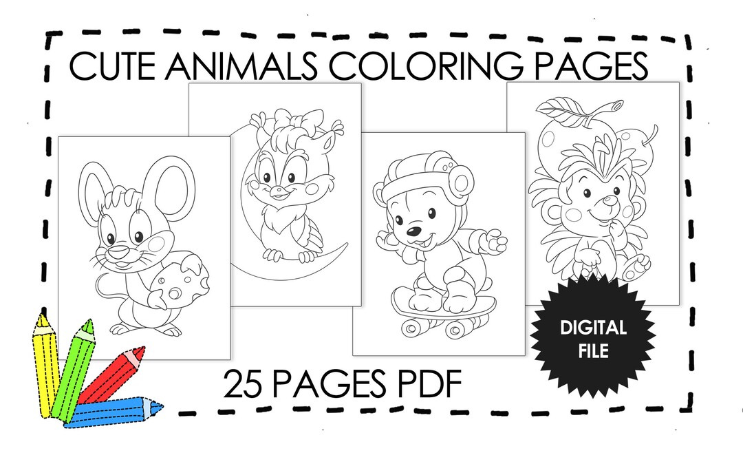 25 Animal Coloring Pages for Kids, Preschool Coloring Book, Kids ...