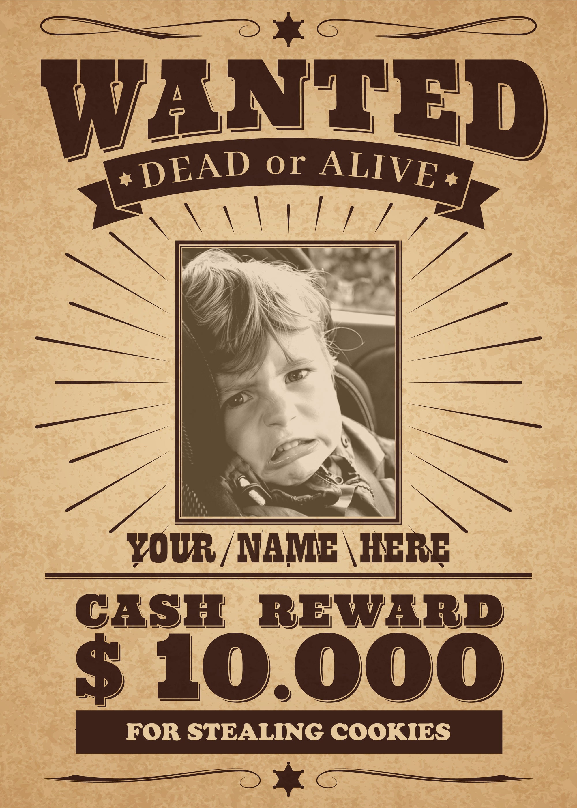 Personalized Wanted Poster, Ready in 1-2 Days, Custom Photo, Name and ...