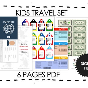 Kids Pretend Play Travel Set, Passport, Boarding Pass, Digital Download ...