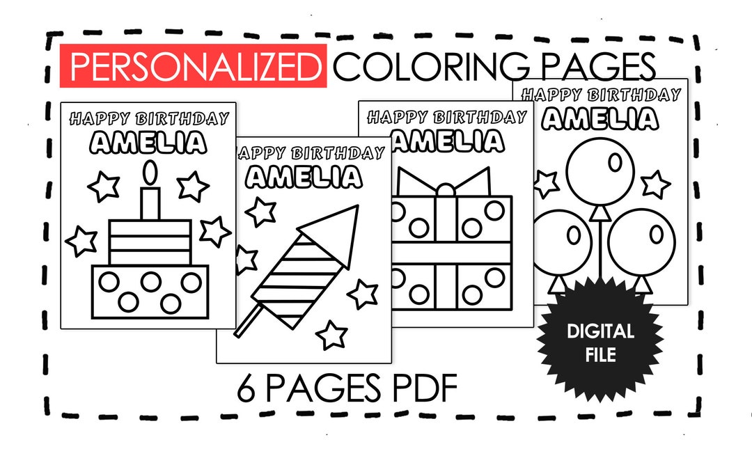 Personalized Birthday Coloring Pages for Kids and Toddlers, Birthday ...