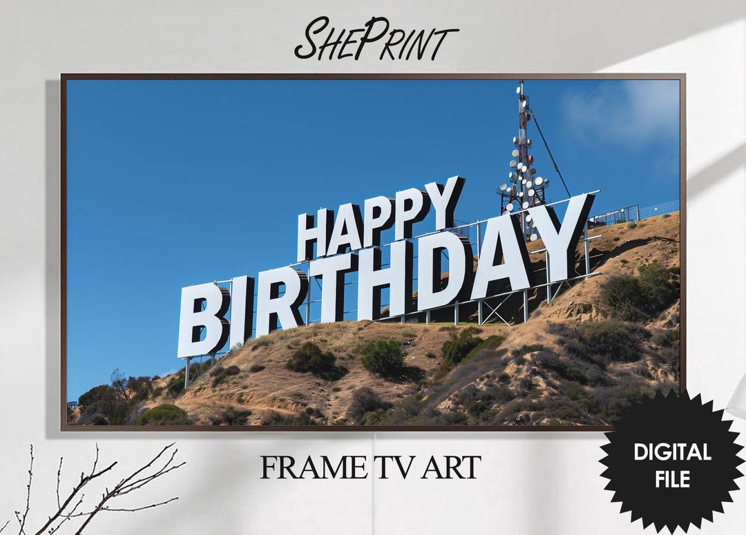 Happy Birthday Hollywood Sign - Samsung Frame TV Art (digital Download ...
